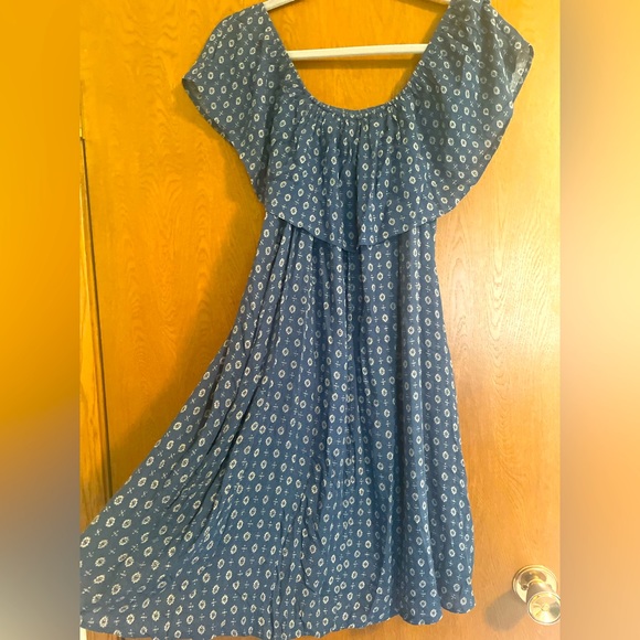 Honey Punch | Dresses | Flowy Blue Off The Shoulder Honey Punch Dress ...